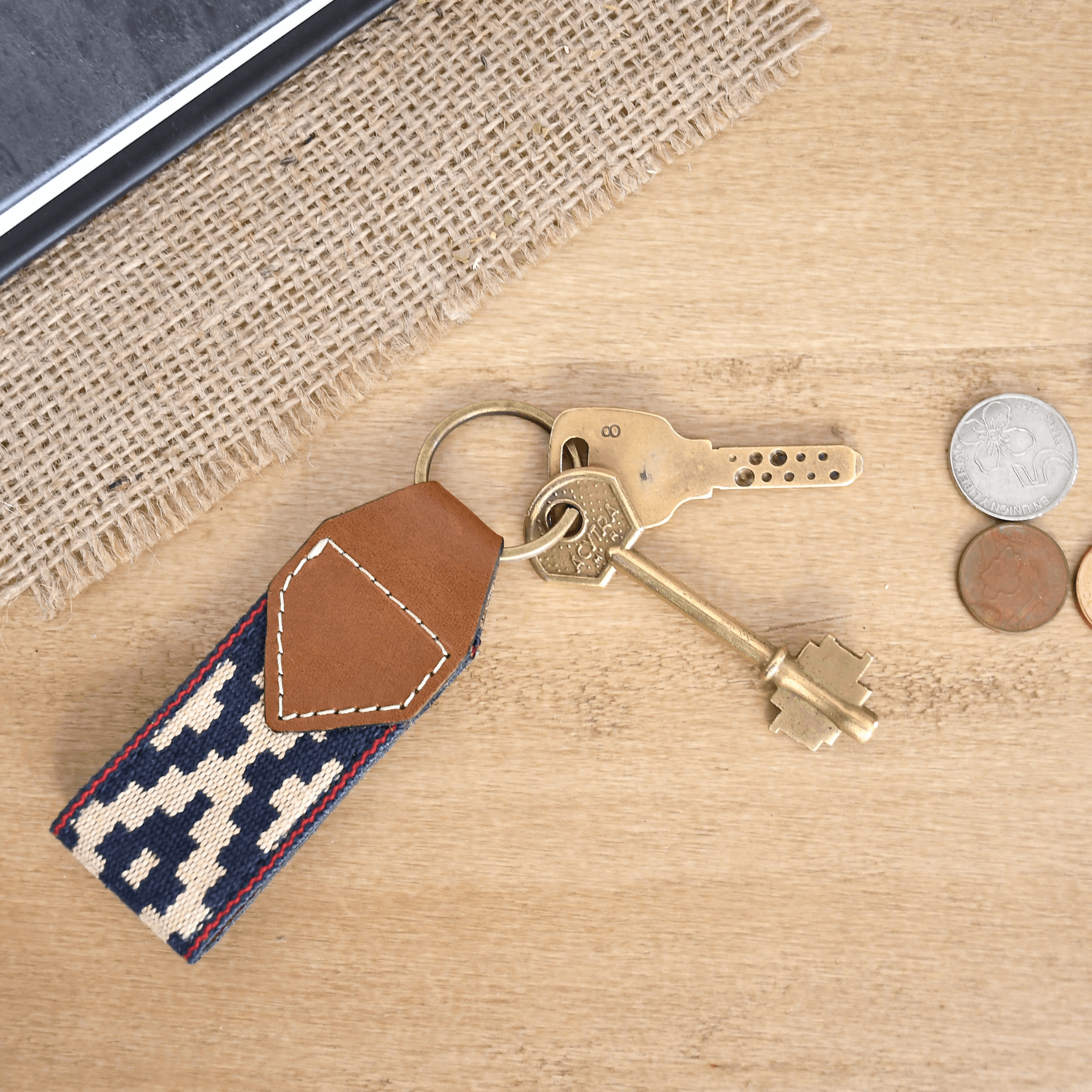 Guarda Pampas Leather Keychain Bluered 3