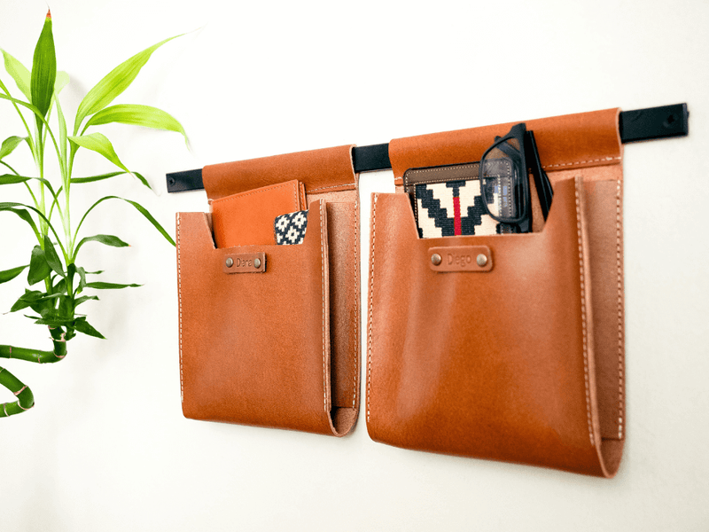 Small Leather Wall Pockets Organizer